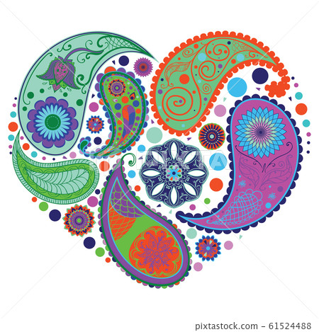 Paisley heart design-插圖素材 [61524488] - PIXTA圖庫