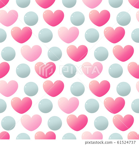 Heart & Ball Seamless Pattern Random - Stock Illustration [61524737 ...