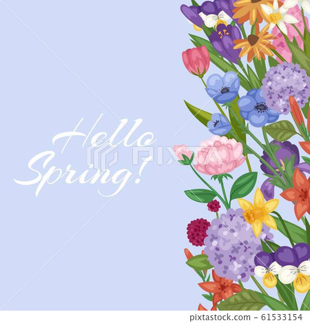 Hello spring floral background with flower... - Stock Illustration ...