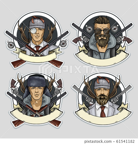 Hand drawn sketch hunter men - Stock Illustration [61541182] - PIXTA