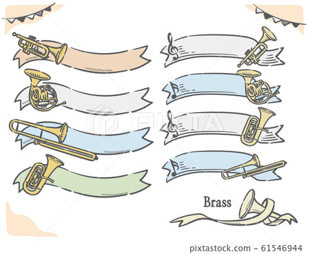 Brass theme ribbon style labels and banners - Stock Illustration ...
