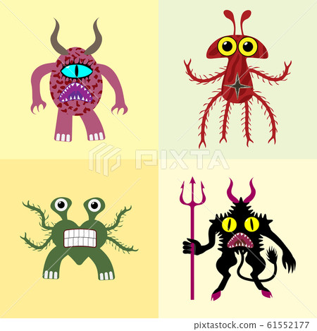 Abstract monsters set. Vector illustration. - Stock Illustration ...
