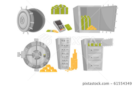Monetary Objects Vector Set. Money Storage... - Stock Illustration ...