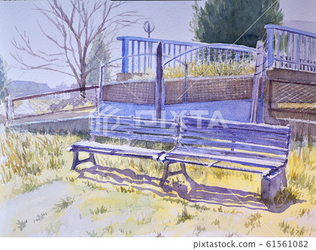 Broken bench watercolor sketch - Stock Illustration [61561082] - PIXTA