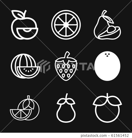Fruit icons, vector symbol of food signs - Stock Illustration [61561452 ...