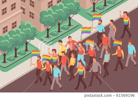 Lgbt Protest Isometric Illustration-插圖素材 [61569196] - PIXTA圖庫