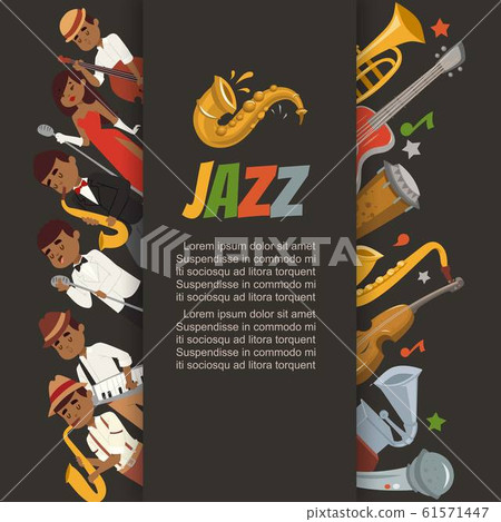 Jazz festival or party with cartoon characters... - Stock Illustration ...