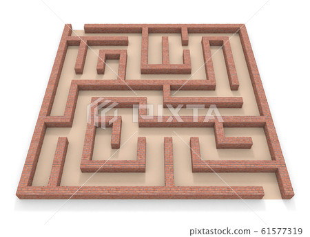 Square maze. Brick wall. 3D rendering. 3D... - Stock Illustration ...