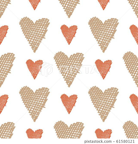 Heart seamless pattern with hand drawn... - Stock Illustration ...