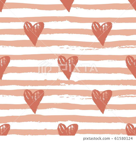Heart seamless pattern with hand drawn... - Stock Illustration ...