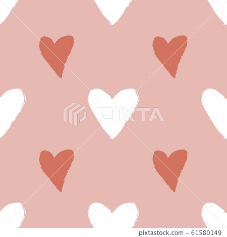 Heart seamless pattern with hand drawn... - Stock Illustration ...