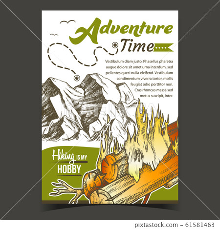 Adventure Time Mountain Advertising Banner Vector - Stock Illustration ...