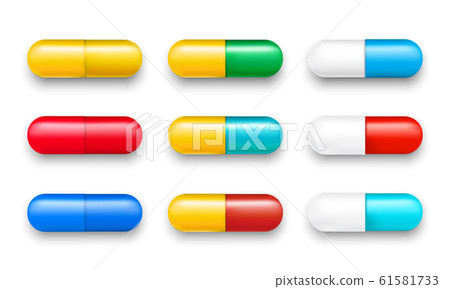 Set of vector pills and color capsules isolated - Stock Illustration ...
