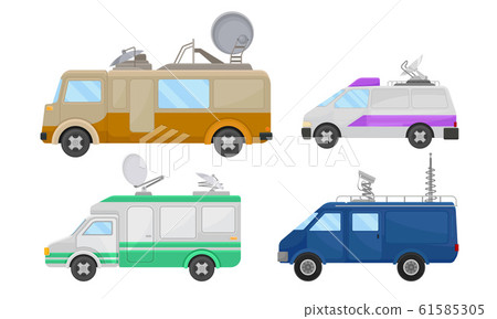 Broadcasting Car with Satellite Antenna Vector... - Stock Illustration ...