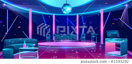 Nightclub dance floor cartoon interior - Stock Illustration [61593292 ...