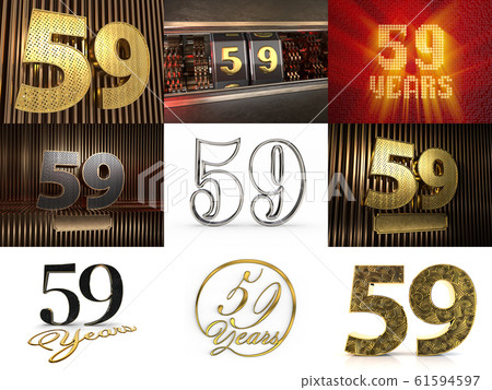 Set of number fifty-nine years celebration-插圖素材 [61594597] - PIXTA圖庫