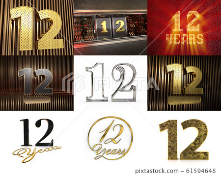 Set of number twelve years celebration - Stock Illustration [61594648 ...