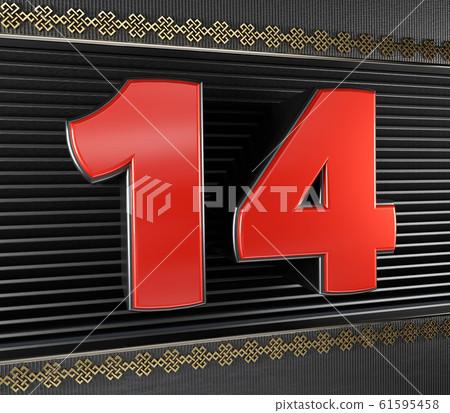 Red number 14 with endless knot-插圖素材 [61595458] - PIXTA圖庫