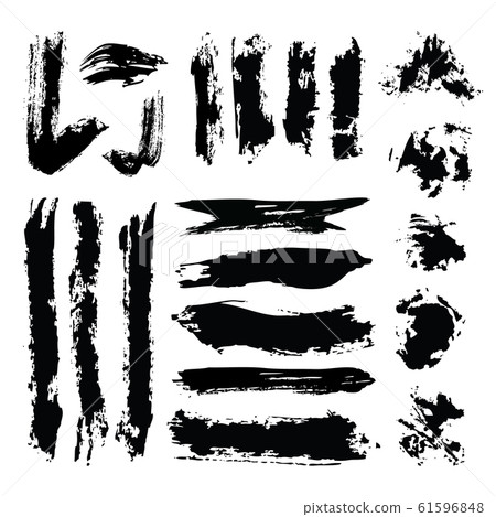 Vector set of Black ink grunge artistic brush... - Stock Illustration ...