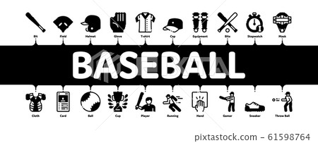 Baseball Game Tools Minimal Infographic Banner...-插圖素材 [61598764] - PIXTA圖庫