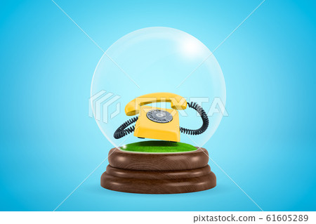 3d rendering of ringing yellow rotary phone... - Stock Illustration ...
