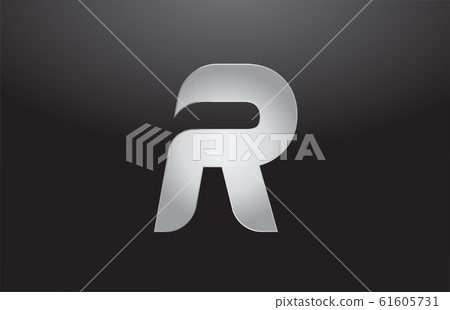 metal alphabet letter silver R grey logo business - Stock Illustration ...