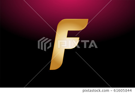 gold golden metal alphabet letter F logo company - Stock Illustration ...
