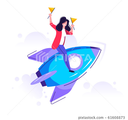 Man launching rocket, rise - Stock Illustration [61608873] - PIXTA