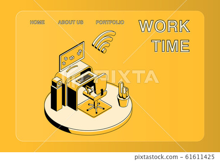 Work time and office workplace illustration - Stock Illustration ...