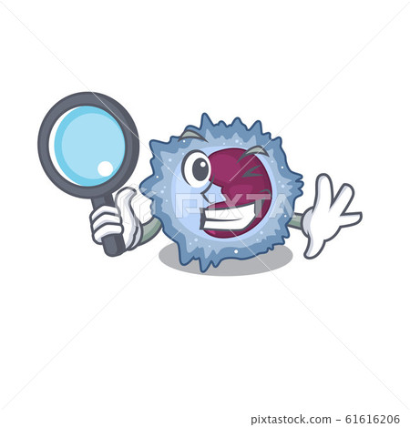 Cool and Smart monocyte cell Detective cartoon... - Stock Illustration ...