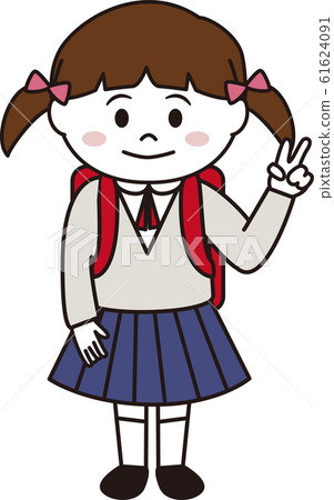 Admission student twin tails in peace uniform - Stock Illustration ...