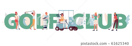 Golf club banner template with women golf... - Stock Illustration ...