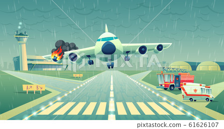 mayday landing plane on strip, accident-插圖素材 [61626107] - PIXTA圖庫