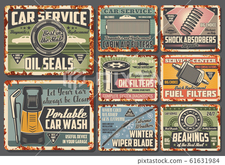 Car maintenance service, metal signs - Stock Illustration [61631984 ...