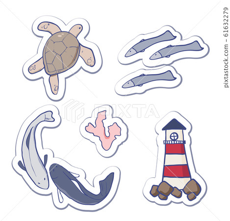 Vector illustration of the sea objects - Stock Illustration [61632279 ...