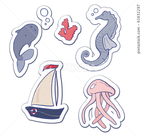 Vector illustration of the sea objects - Stock Illustration [61632297 ...