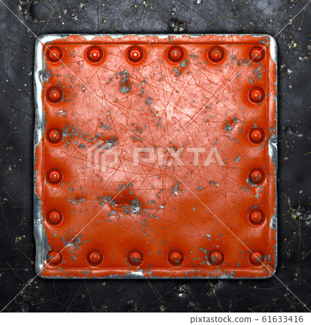 Painted red metal with rivets in the shape of a... - Stock Illustration ...