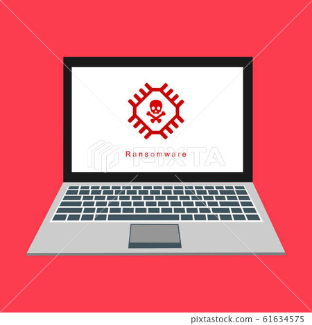 Computer monitor with and red bug viruses around. - Stock Illustration ...