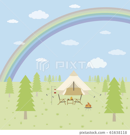 Rainbow camping landscape - Stock Illustration [61638118] - PIXTA