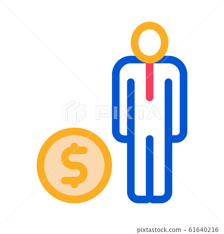 Human Dollar Coin Icon Vector Outline Illustration - Stock Illustration ...