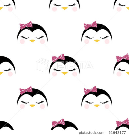 seamless pattern with cute penguin - Stock Illustration [61642177] - PIXTA