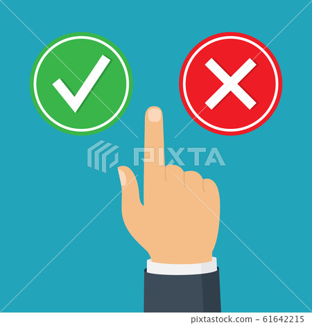 Hand, finger pressing buttons no or yes. - Stock Illustration [61642215 ...
