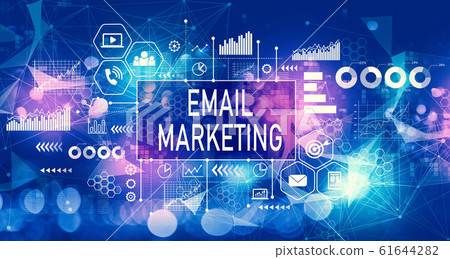 Email marketing concept with technology light... - Stock Illustration ...