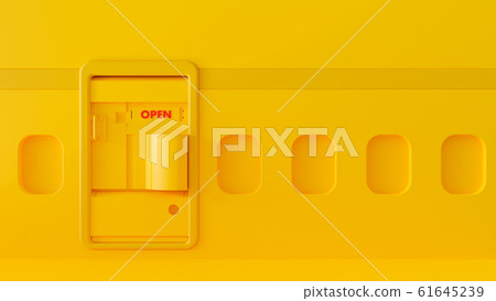 Yellow plane inside the door and window - Stock Illustration [61645239 ...