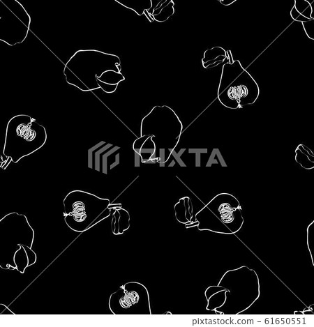 Ink path quince pattern white on black - Stock Illustration [61650551 ...