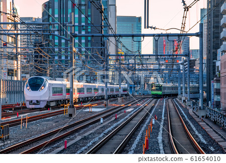 View of Tokyo cityscape in Japan Viewing trains... - Stock Photo ...
