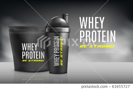 Whey protein advertising banner template 3d... - Stock Illustration ...