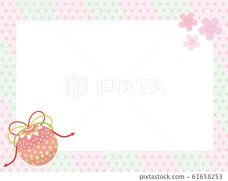 Japanese pattern pattern pink message card - Stock Illustration ...