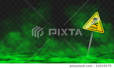 Warning sign in toxic green smoke or fog clouds - Stock Illustration ...
