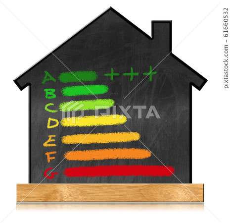 House Energy Efficiency Rating - Chalk drawing... - Stock Illustration ...